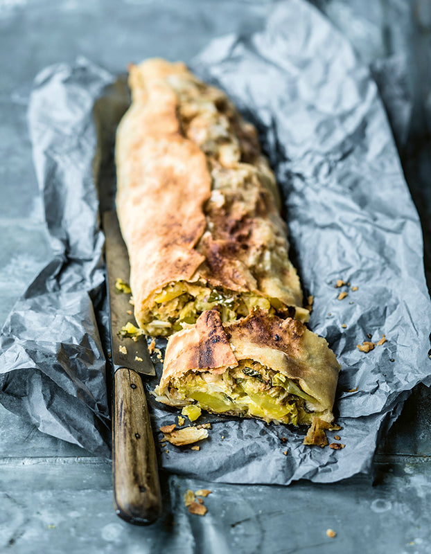 Hearty savoy cabbage and potato strudel with sour cream and cheese – a ...